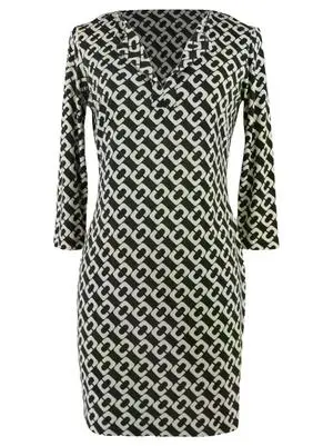 Diane Von Furstenberg Geometric-print Mini Dress - Black
