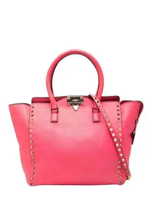 Valentino Garavani Rockstud Double Handle Tote Satchel - Pink