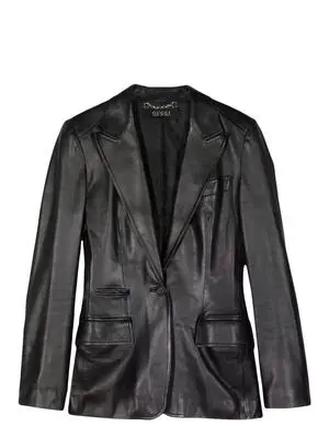 Gucci 2000's Single-breasted Leather Blazer - Black