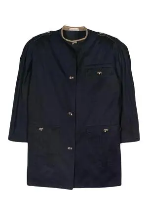 Versace 1980s Button-up Military Jacket - Blue