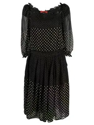 Valentino Garavani 1990s Polka-dot Silk Dress - Black