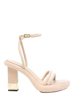 Fendi 90mm Logo-heel Sandals - Neutrals