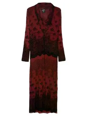 JEAN PAUL GAULTIER 1990s Floral Velvet-detail Dress - Red
