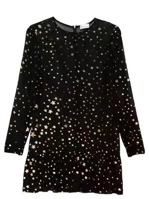 Valentino Garavani 2010s Star-print Silk Dress - Black