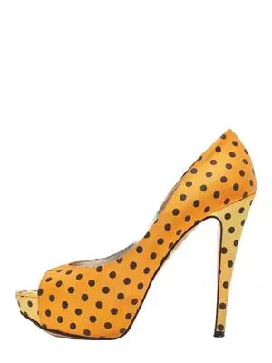 GINA 100mm Polka-dot Print Heeled Pumps - Orange