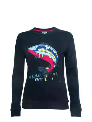 Kenzo Fish-print Sweatshirt - Blue