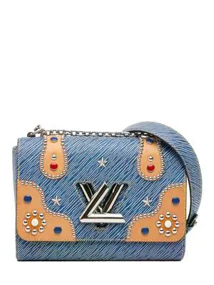 LOUIS VUITTON Louis Vuitton 2017 Epi Denim Studded Twist MM Crossbody Bag