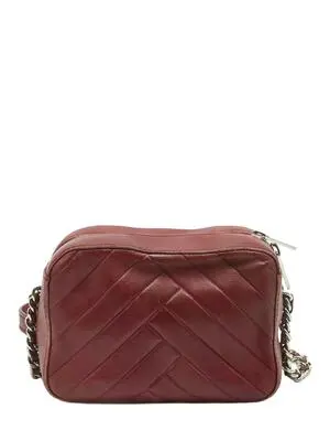 Carolina Herrera Chevron Leather Shoulder Bag - Red