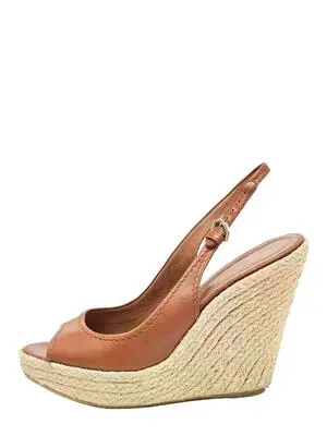 SERGIO ROSSI Leather Wedge-heel Sandals - Brown