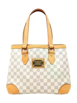 LOUIS VUITTON 2008 Damier Azur Hampstead Pm Tote Bag - White