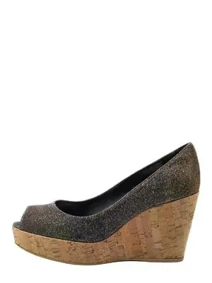 STUART WEITZMAN 90mm Anna Glittered Wedge Pumps - Grey