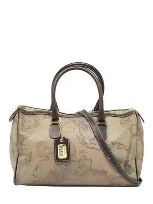 ALVIERO MARTINI 1° CLASSE 1990s Map-print Satchel Bag - Brown