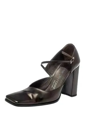 SERGIO ROSSI 100mm Square-toe Block-heel Pumps - Grey