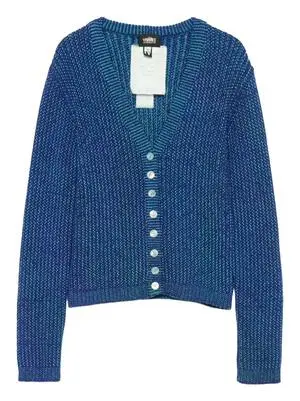 Versace Ribbed-knit Cardigan - Blue