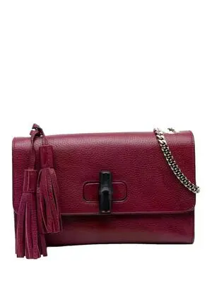 Gucci Leather Miss Bamboo Crossbody Bag - Red