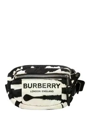 Burberry Zebra Print Nylon Logo Belt Bag - Black