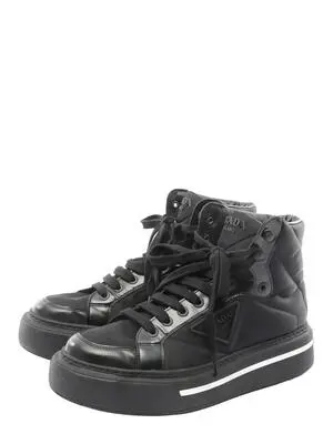 Prada Re-nylon Quilted High-top Leather Sneakers - Black