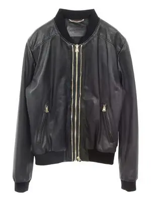 Dolce & Gabbana Leather Blouson Jacket - Black