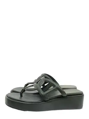 Hermès Leather Platform Sandals - Green