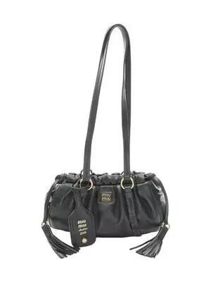Miu Miu Joie Tassel Leather Shoulder Bag - Black