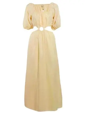 Faithfull The Brand Linen Cut-out Dress - Orange