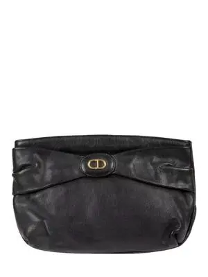 Dior 1980s Leather Clutch Bag - Black