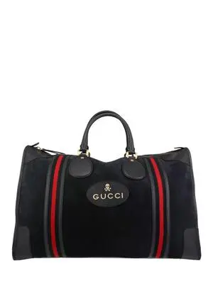 GUCCI Web-Stripe Suede Tote Bag