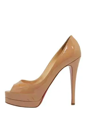 CHRISTIAN LOUBOUTIN Patent Leather Peep-toe Pumps - Neutrals
