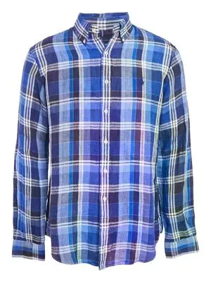 Polo Ralph Lauren 2024 Checkered Linen Shirt - Blue