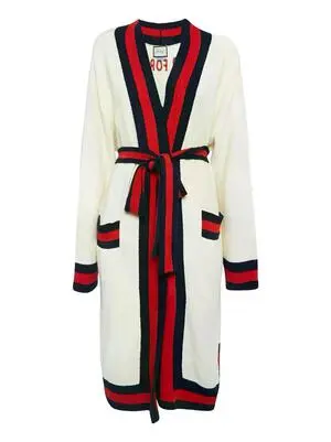 Gucci Belted Long Cardigan - White