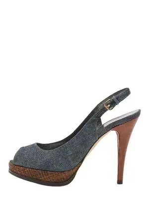 STUART WEITZMAN 120mm Denim Platform Sandals - Blue