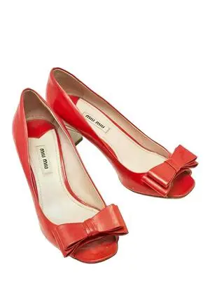 Miu Miu Bow-detailing Leather Pumps - Red