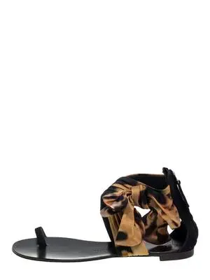 GIUSEPPE ZANOTTI Leopard-print Knotted Flat Sandals - Black