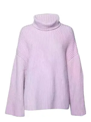 Nanushka Ribbed Wool-blend Turtleneck Sweater - Purple