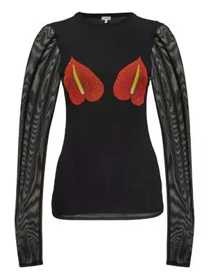 Loewe Anthurium-print Long-sleeve Top - Black