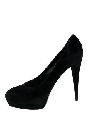 Saint Laurent 135mm Suede Platform Pumps - Black