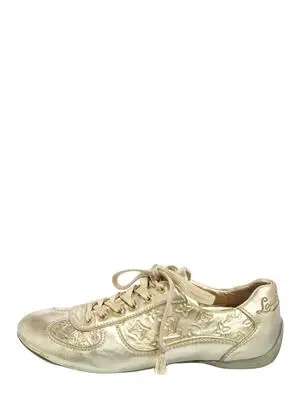 LOUIS VUITTON Mahina Leather Lace-up Sneakers - Gold