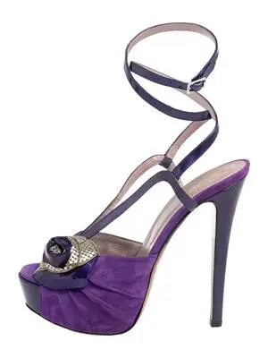 Versace 140mm Ruffled Platform Sandals - Purple