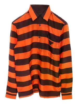 Prada 2020s Striped Triangle-detail Shirt - Orange