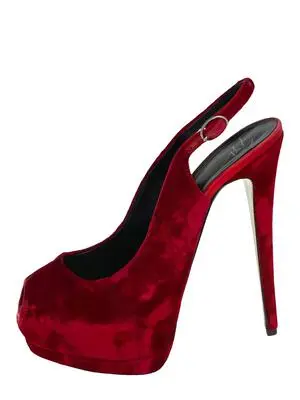 GIUSEPPE ZANOTTI 150mm Velvet Slingback Pumps - Red
