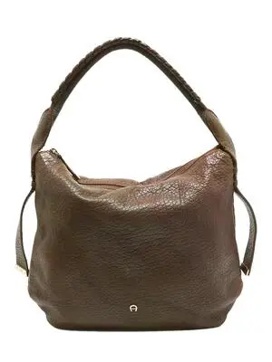 AIGNER Braided-handle Slouchy Shoulder Bag - Brown