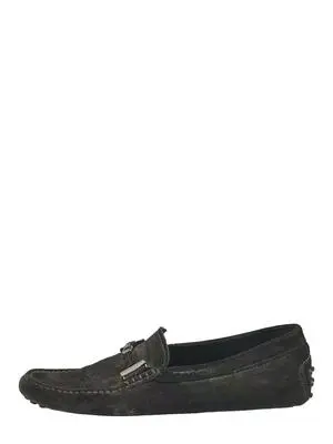 TOD'S Vintage Suede Buckle Loafers - Black