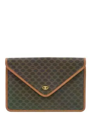 Celine 1980s Triomphe Clutch Bag - Brown