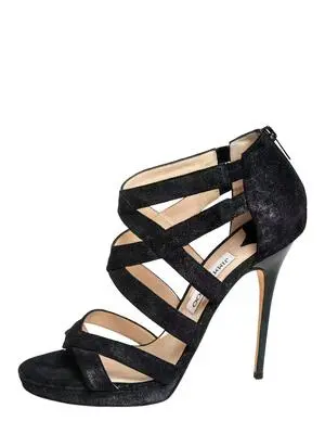 JIMMY CHOO 130mm Leather Heeled Sandals - Black