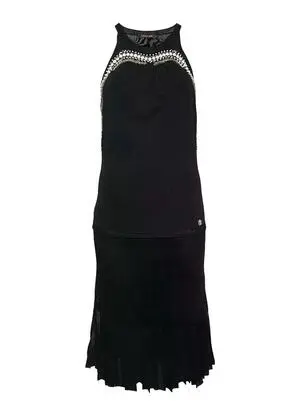 Roberto Cavalli Vintage Beaded Halter-neck Midi Dress - Black