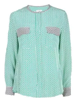 Equipment Abstract-print Silk Blouse - Green