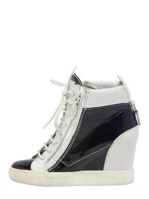 GIUSEPPE ZANOTTI Patent Leather Zip Wedge Sneakers - Black
