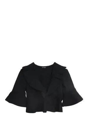 CHARLOTT Ruffled Cropped Top - Black
