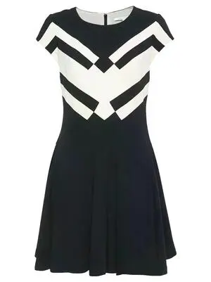 Diane Von Furstenberg Vintage Two-tone Crepe Dress - Black