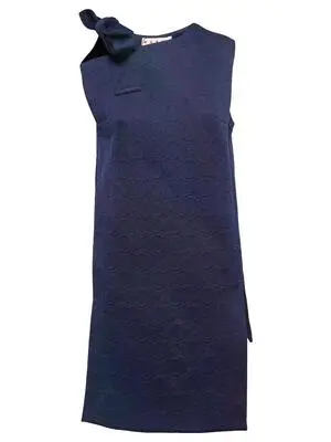 Marni Bow-detail Textured Dress - Blue